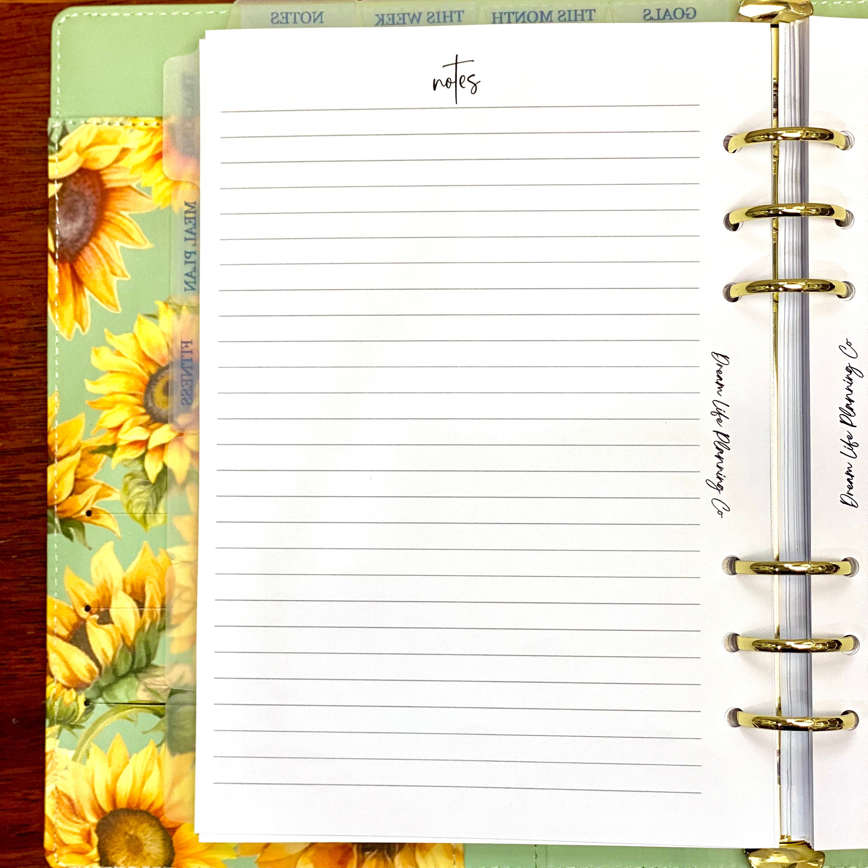 Notes Pages A5 Inserts – Dream Life Planning Co