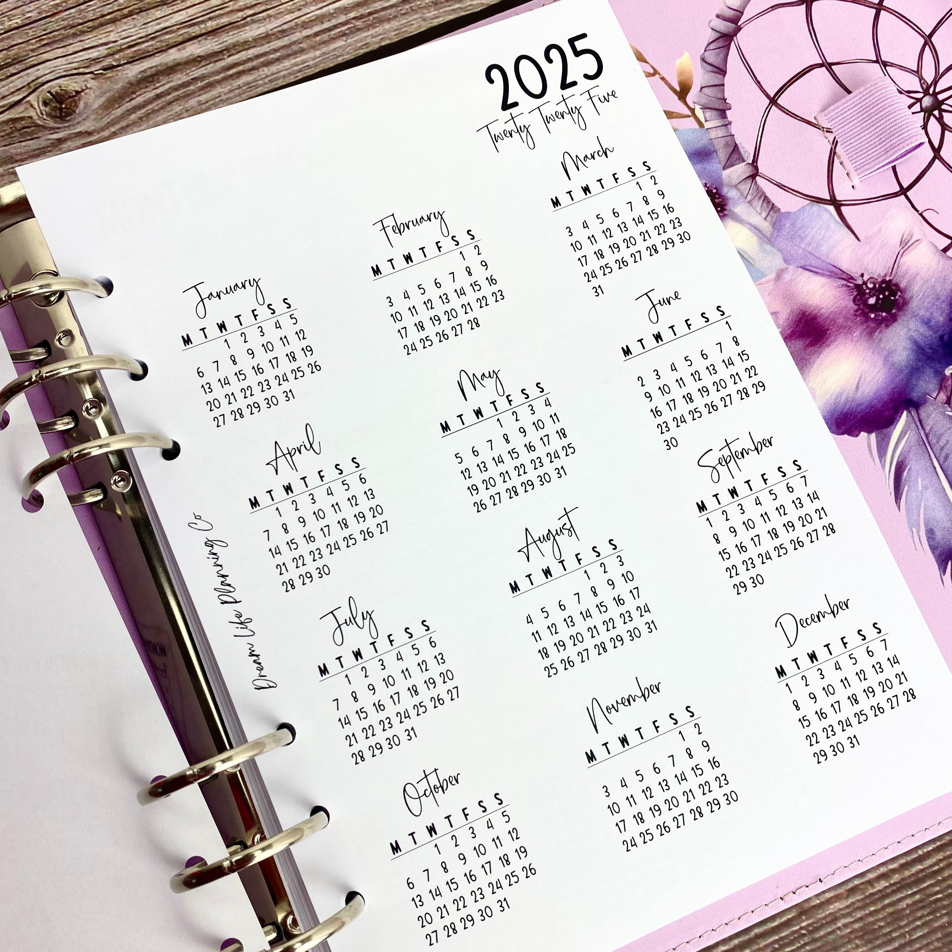 2025 - A5 Year At A Glance Planner Refill for A5 Planner – Dream Life ...