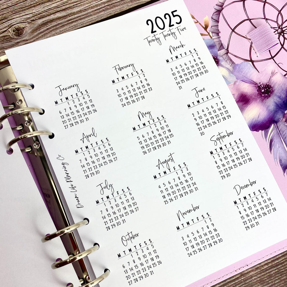 2025 Calendar Insert – Dream Life Planning Co