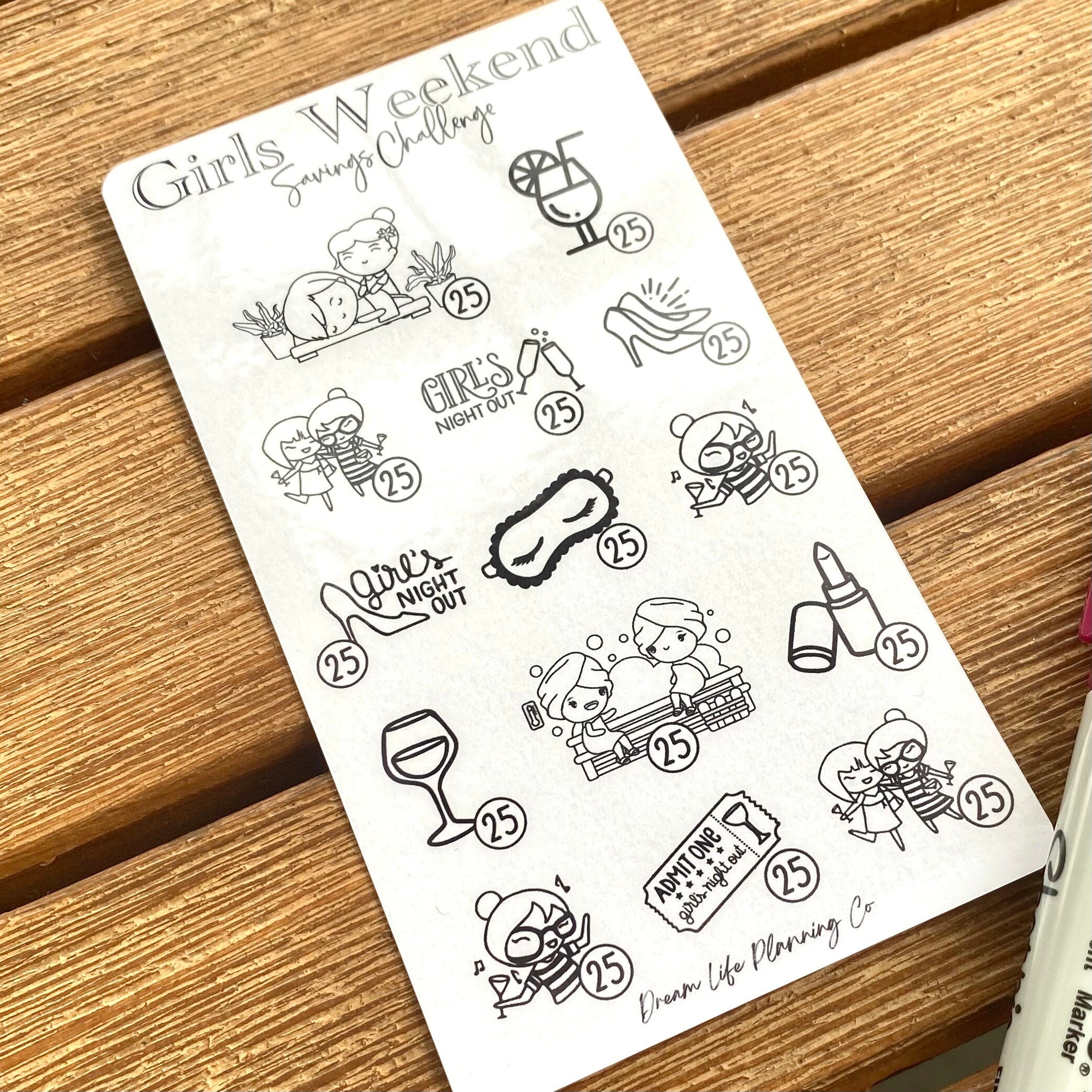 Girls Weekend Savings Challenge Cards – Dream Life Planning Co