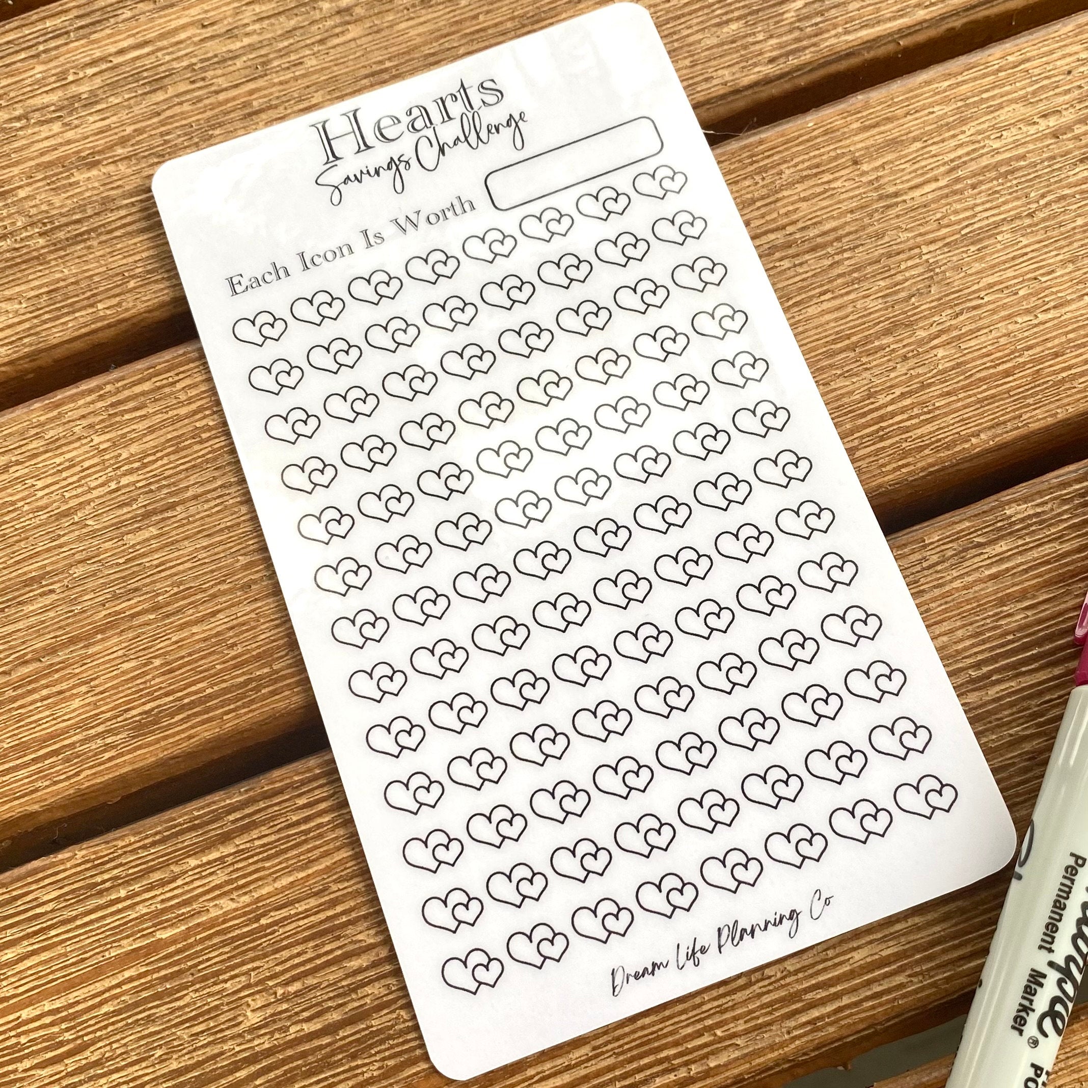 Hearts Savings Challenge Cards – Dream Life Planning Co
