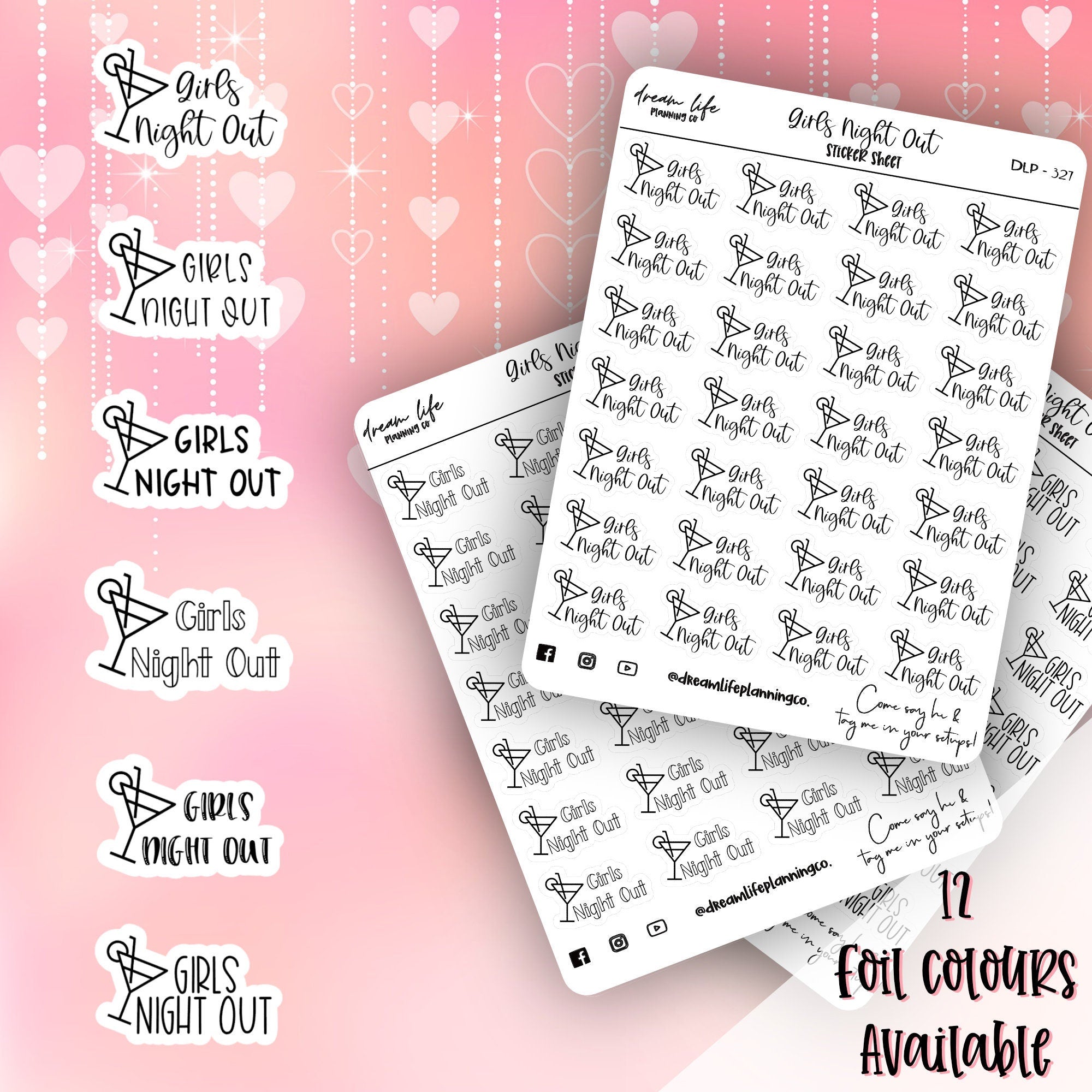 Foiled “Girls Night Out” Stickers | Scripts | Bullet Journalling | Pla ...