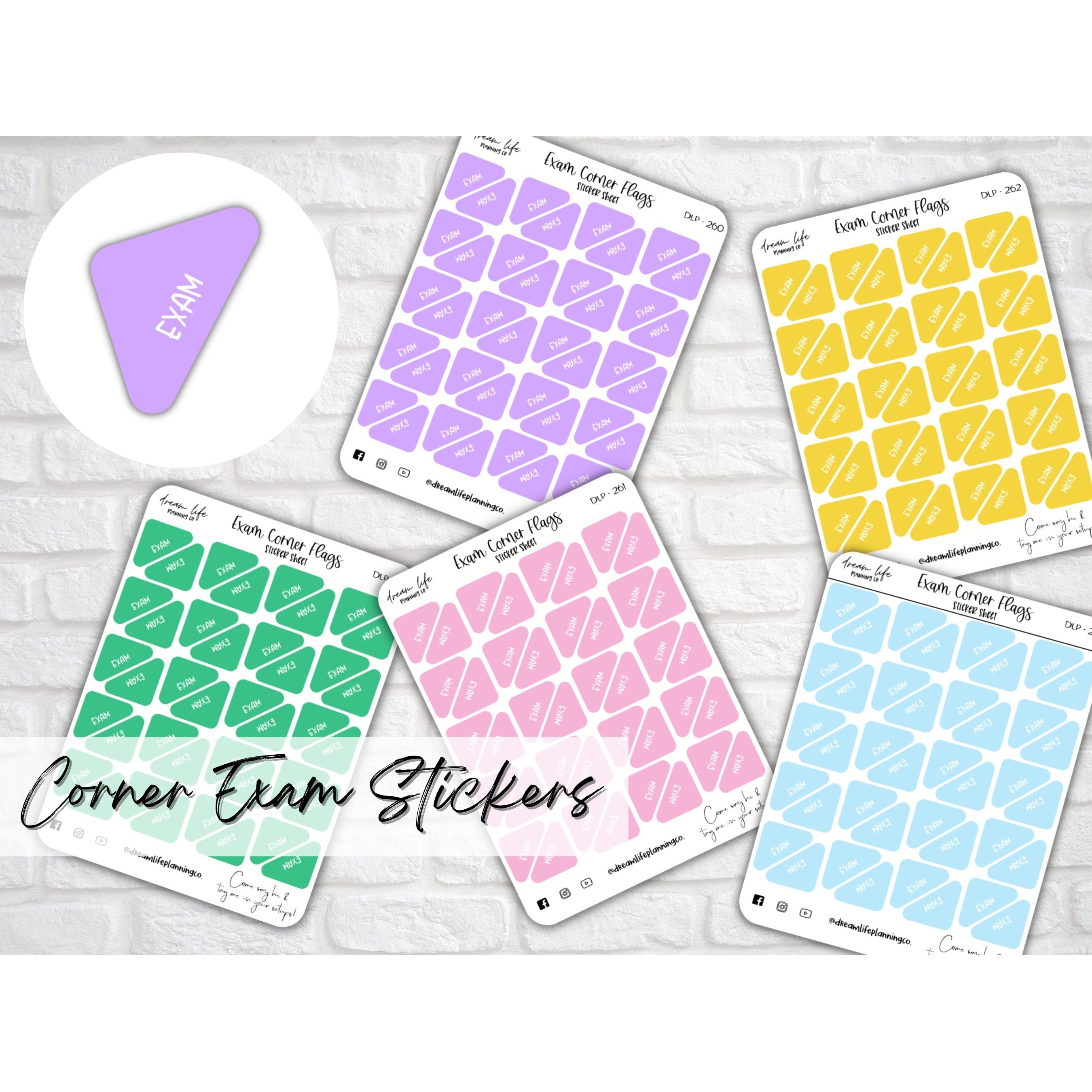 Corner Exam Stickers, Exam Stickers for Diary, School Planner Stickers ...