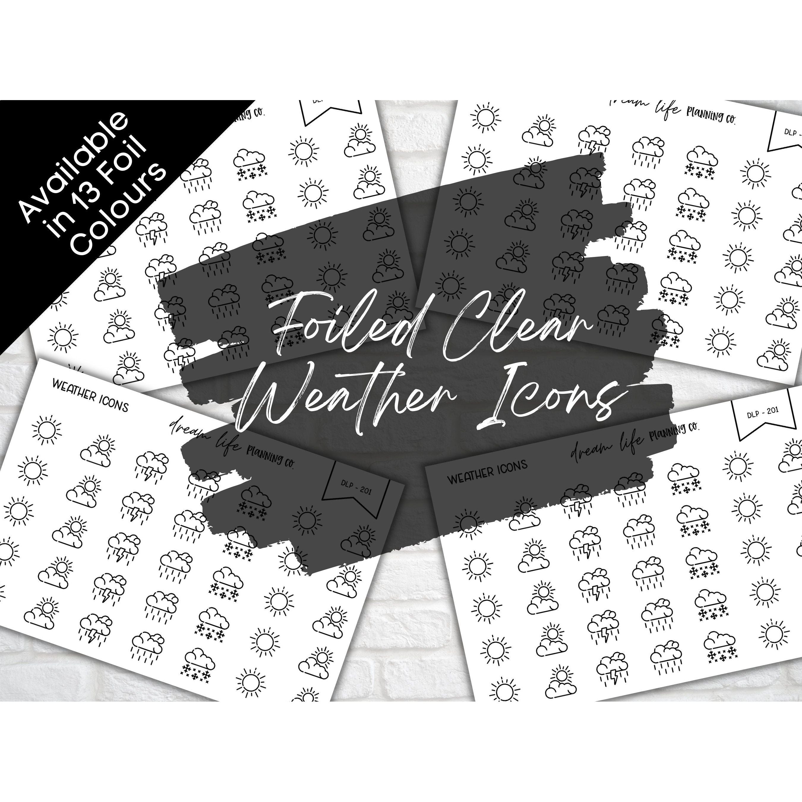 CLEAR Foiled Weather Icons Planner Stickers Bullet Journaling Weather ...